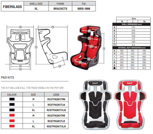 Sabelt GT-PAD Modular FIA Motorsport Seat > GSM SportSeats4u