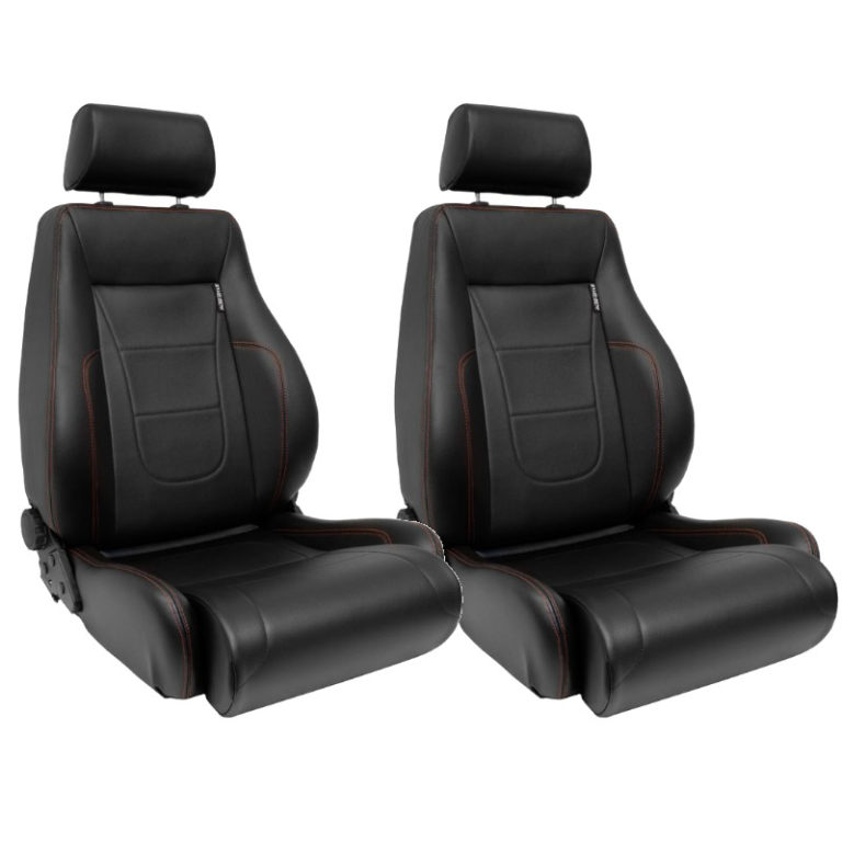2 Auto Style Type Retro II Vinyl Black And Red Reclining Seats